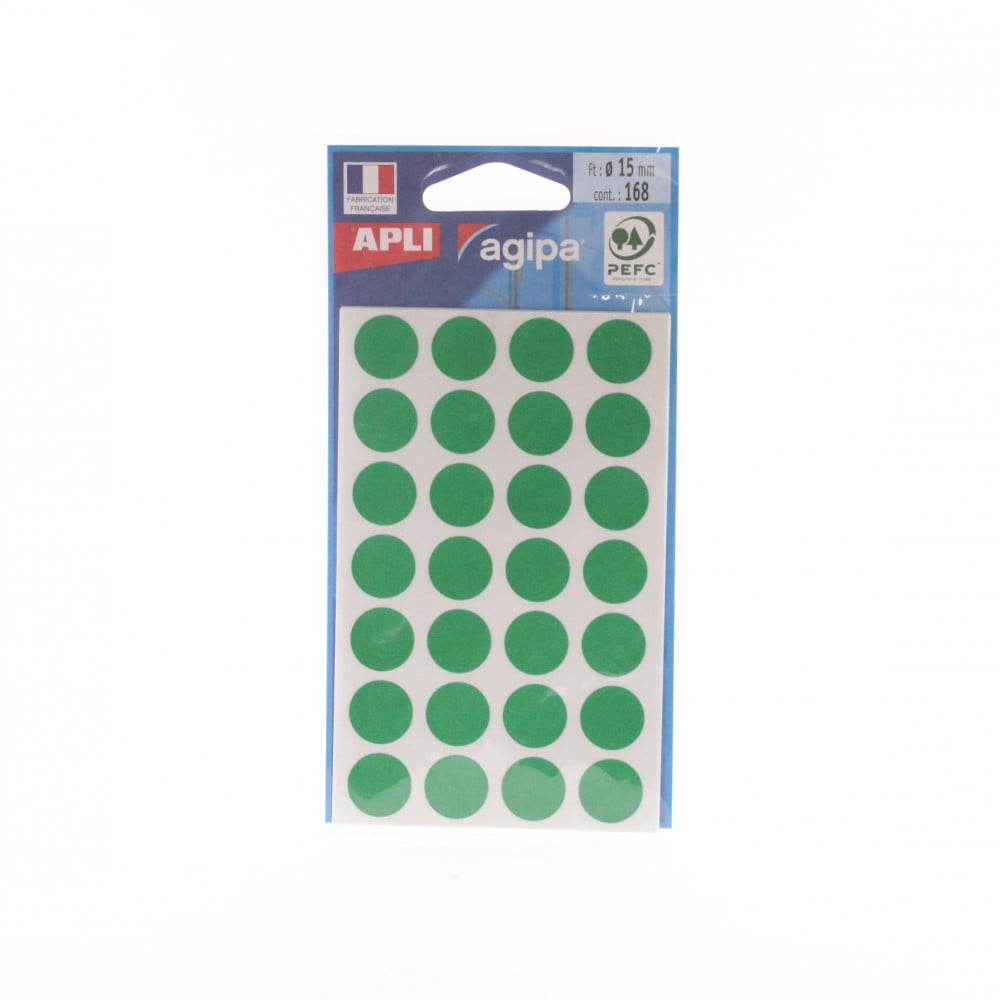 Gommettes rondes 15mm vertes
